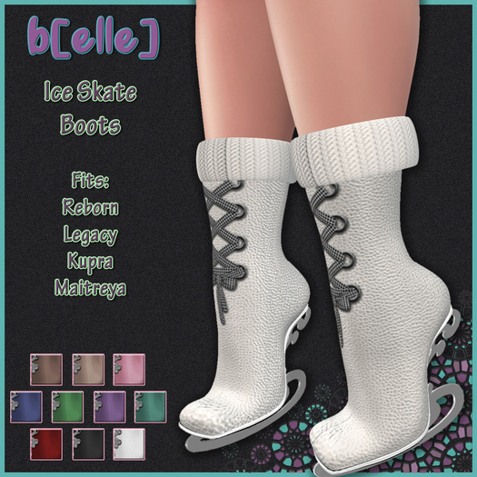 Second Life Marketplace - b[ELLE] Ice Skate Boots w/HUD Leather